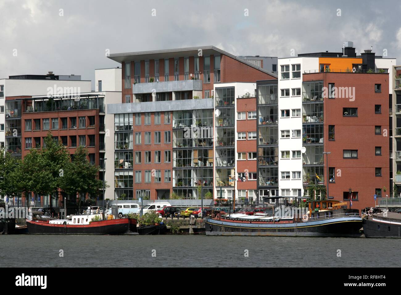 Modern apartment buildings on Java Island, island in the Ij river ...