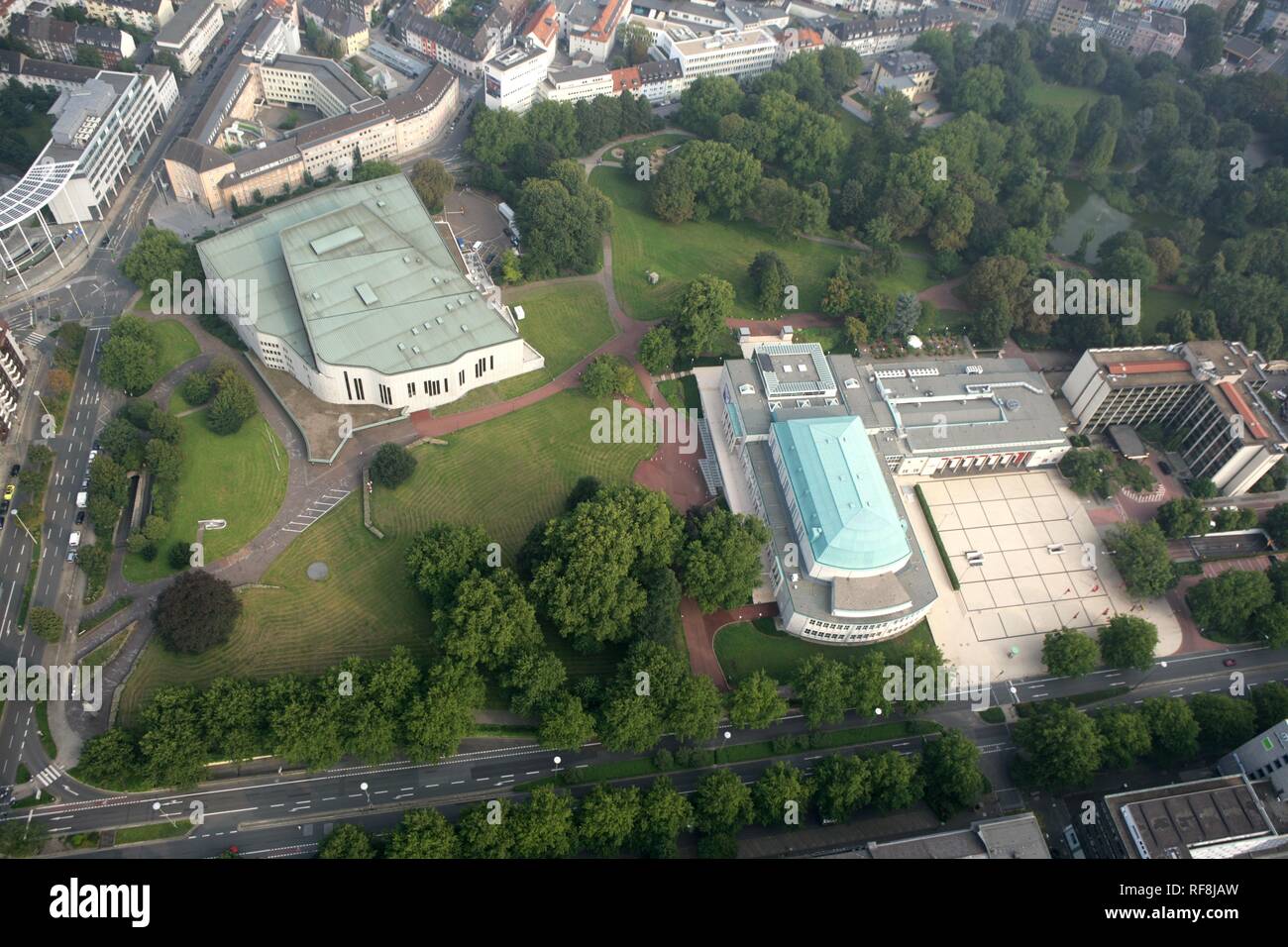 Skyline of the city centre with view Aalto Theatre, Essen Philharmonie ...