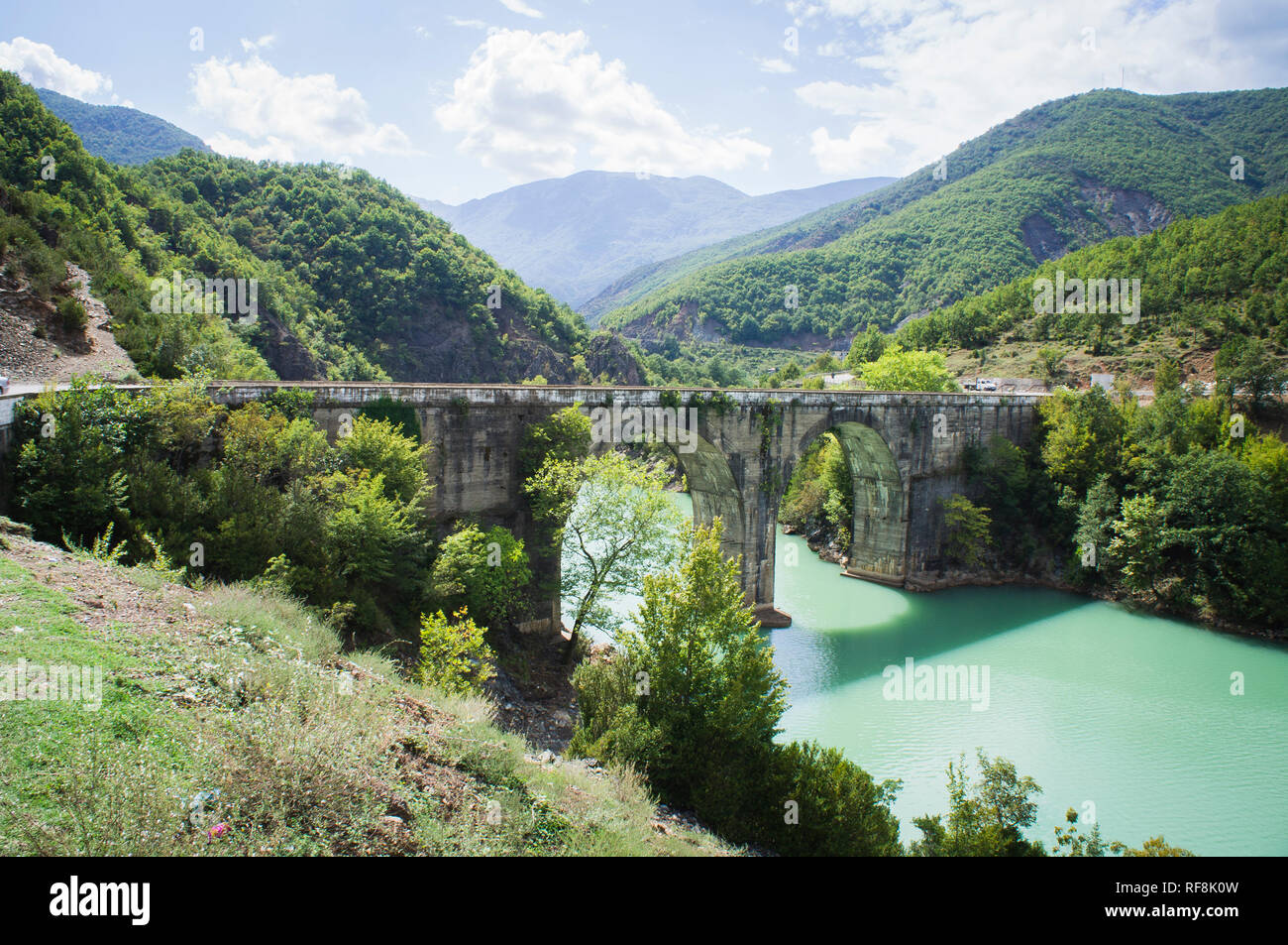 A bridge with SH6 road over the Mat River in Ulza Regional Nature Park ...