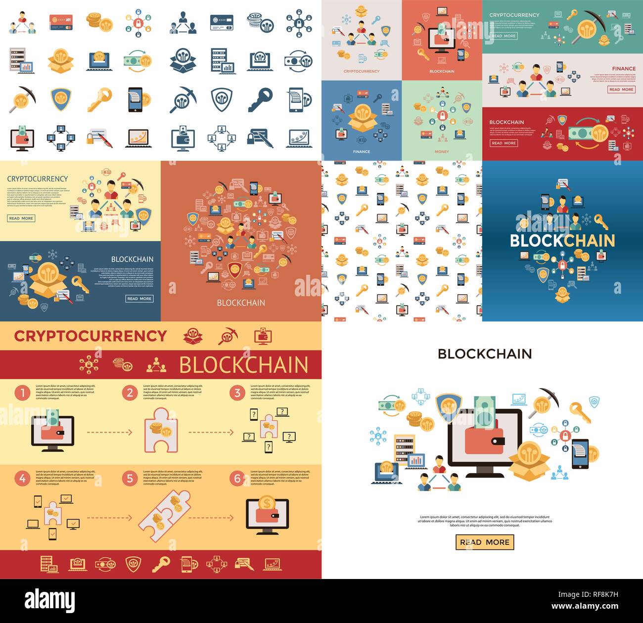 Digital Vector Line Icons Set Blockchain Pack Illustration With Elements For Cryptocurrency