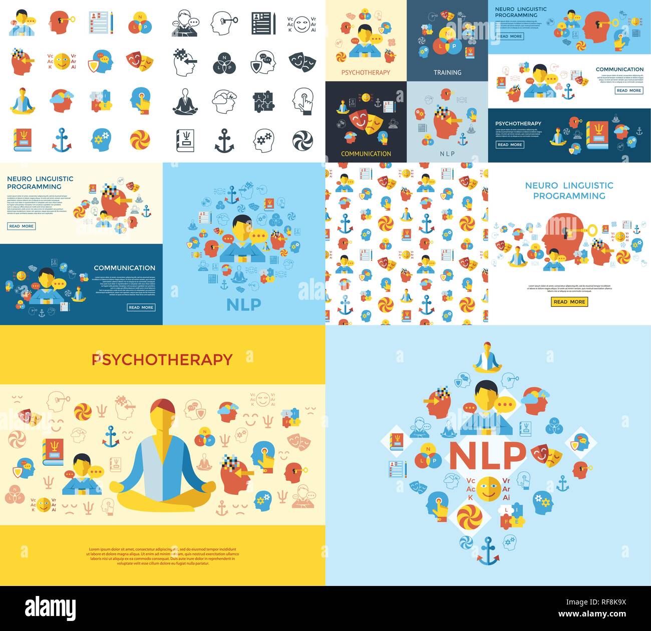Digital Vector Neuro Linguistic Programming Icon Set Stock Vector Image And Art Alamy