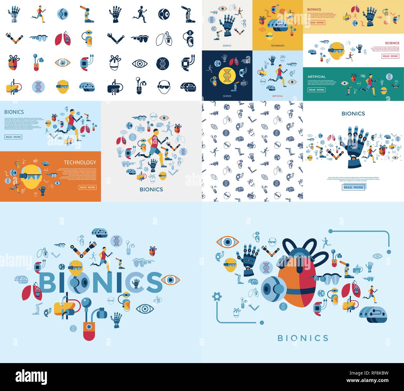 Digital vector bionics and artificial intelligence icon set ...