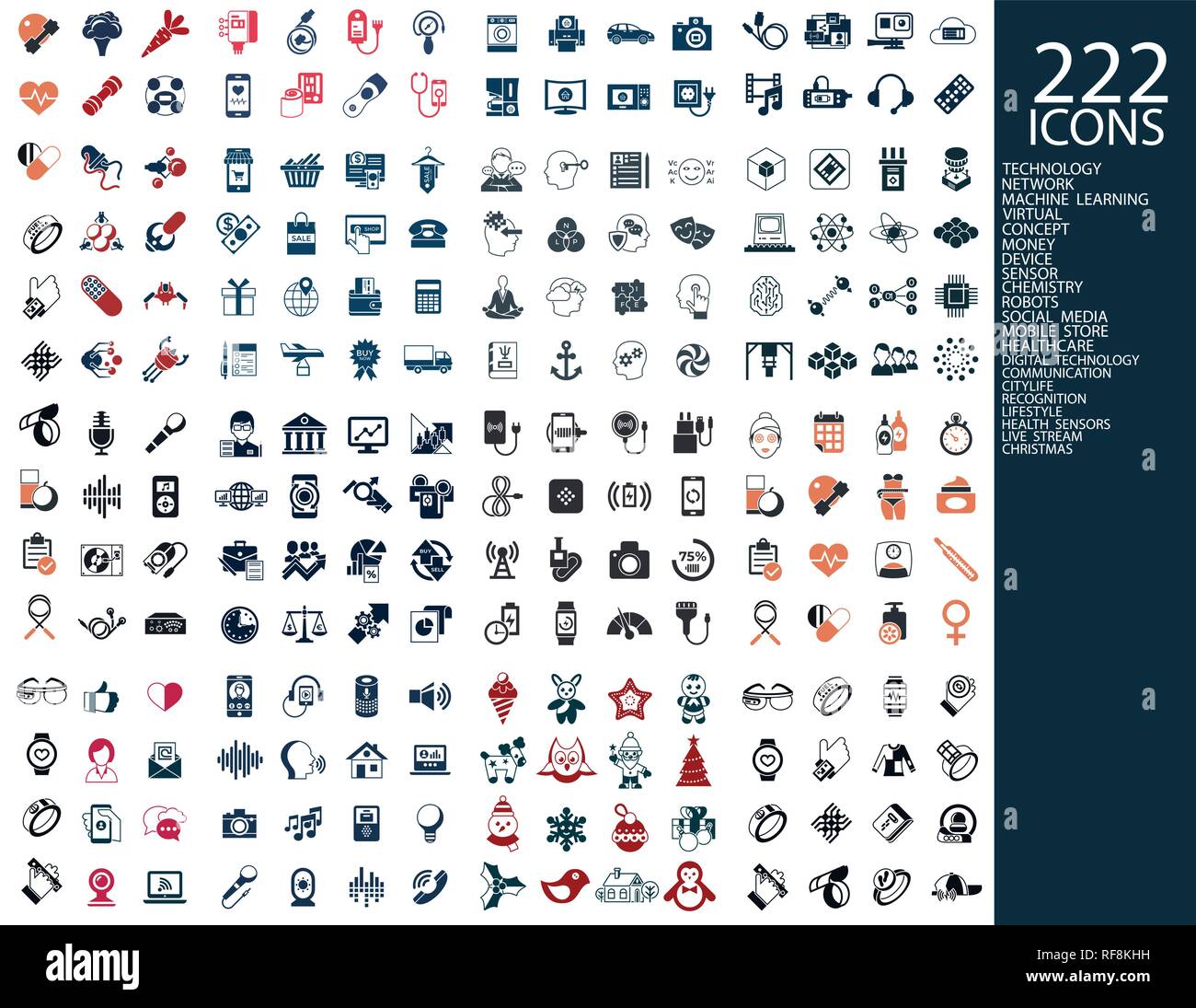 Digital vector 222 simple icons set collection flat style Stock Vector ...