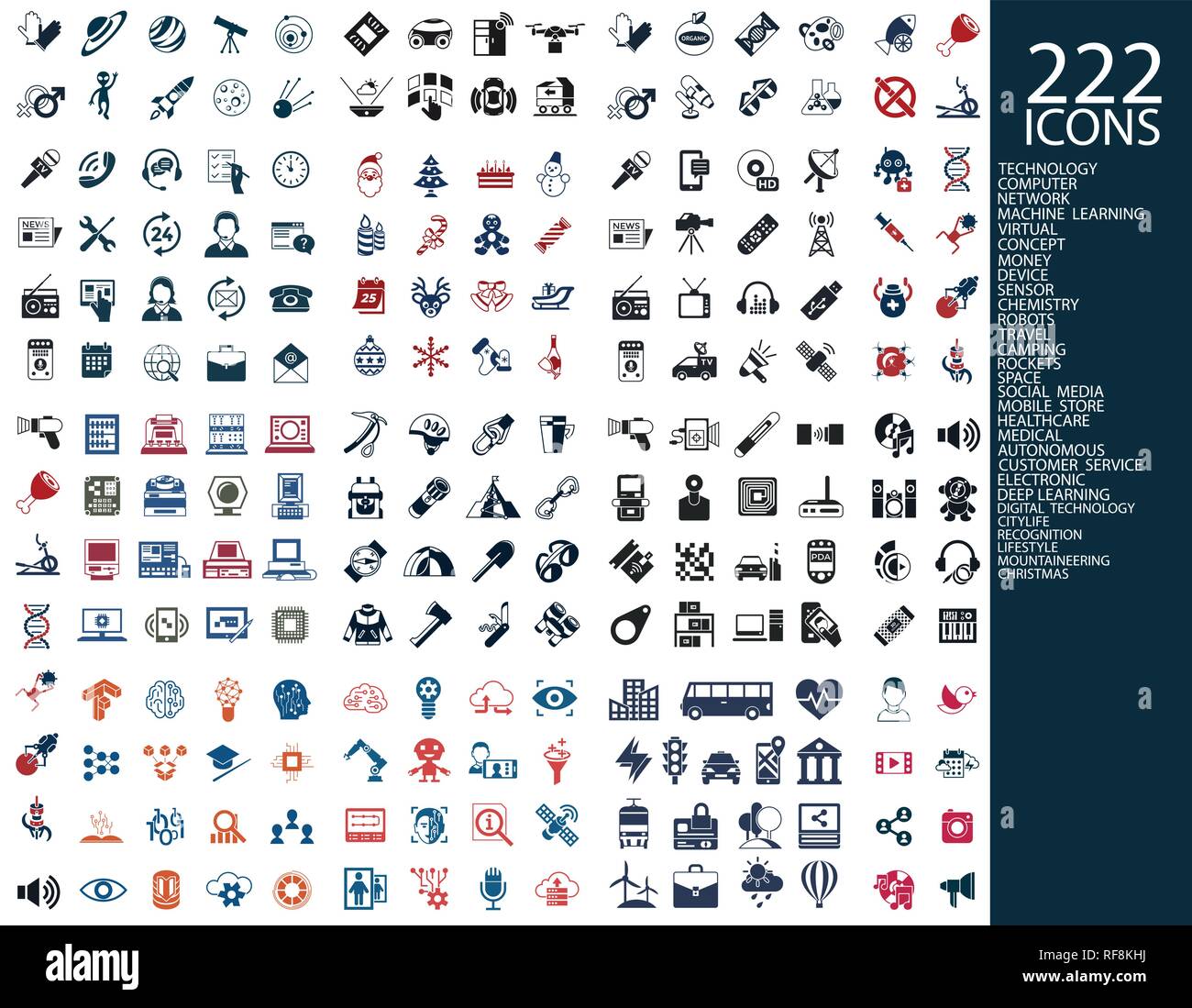 Digital vector 222 simple icons set collection flat style Stock Vector ...