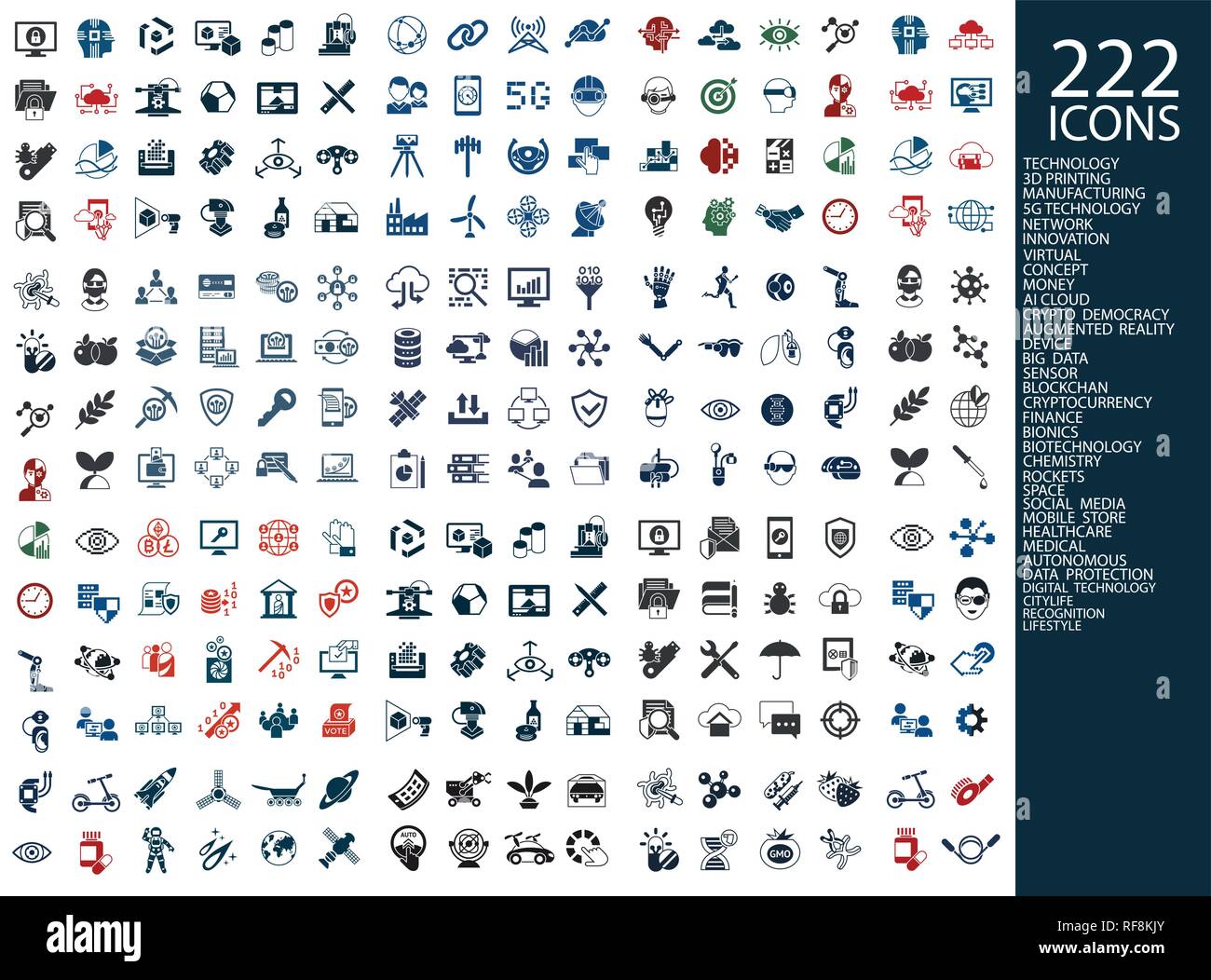 Digital vector 222 simple icons set collection flat style Stock Vector ...