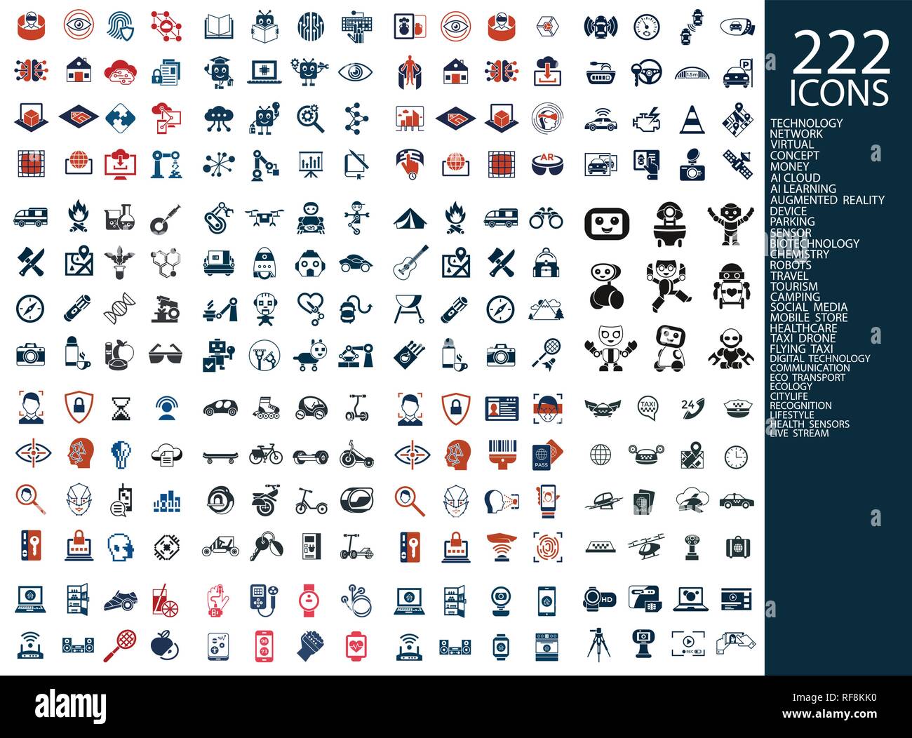 Digital vector 222 simple icons set collection flat style Stock Vector ...