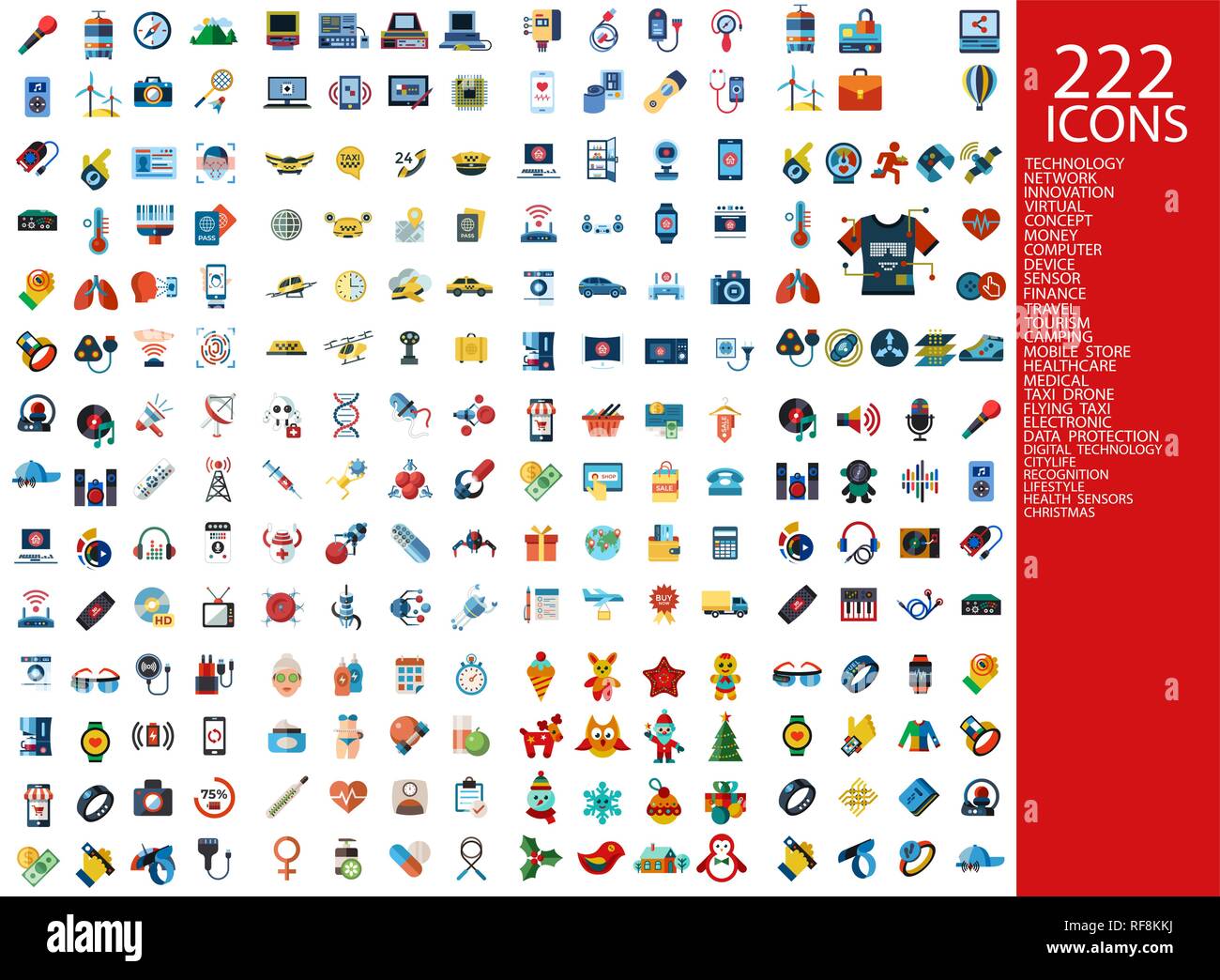 Digital vector 222 color icons set collection flat style Stock Vector ...