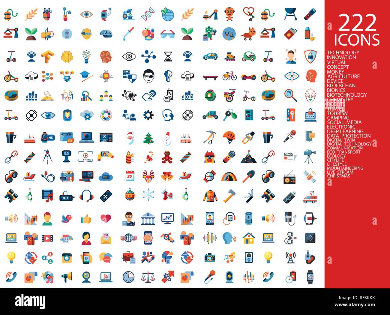 Digital vector 222 color icons set collection flat style Stock Vector ...