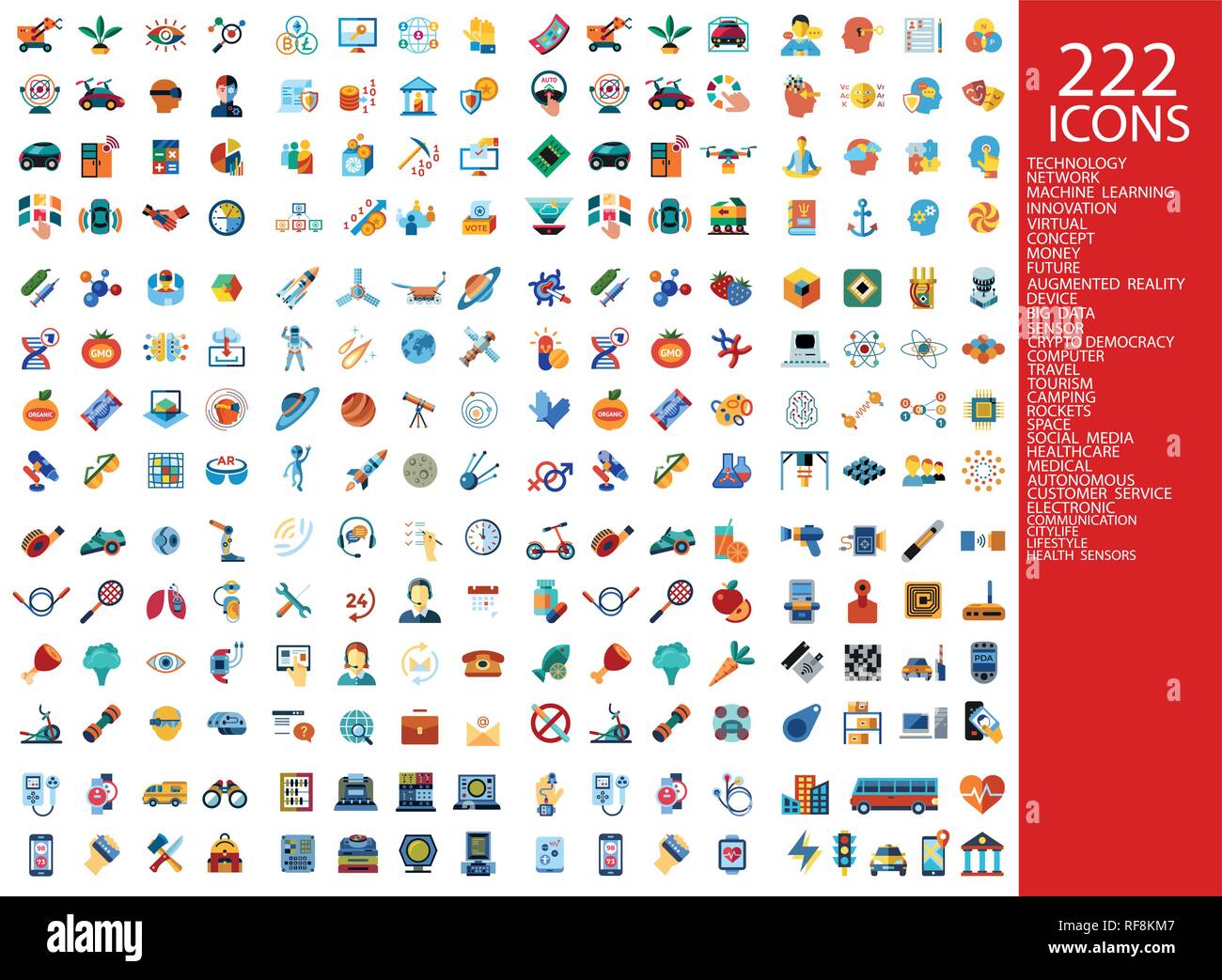 Digital vector 222 color icons set collection flat style Stock Vector ...