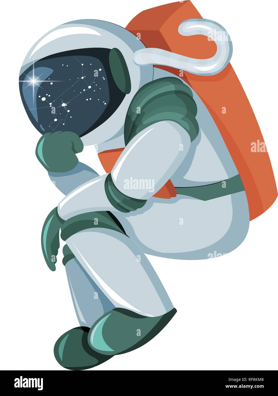 Cartoon astronaut thinking or searching solution isolated on white ...