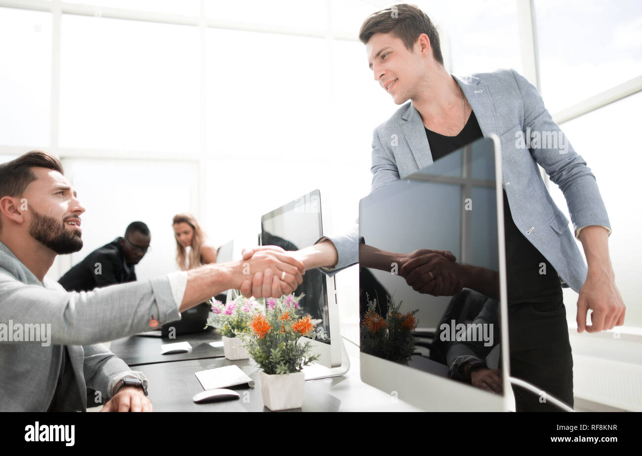 Man handshake reflection hi-res stock photography and images - Alamy