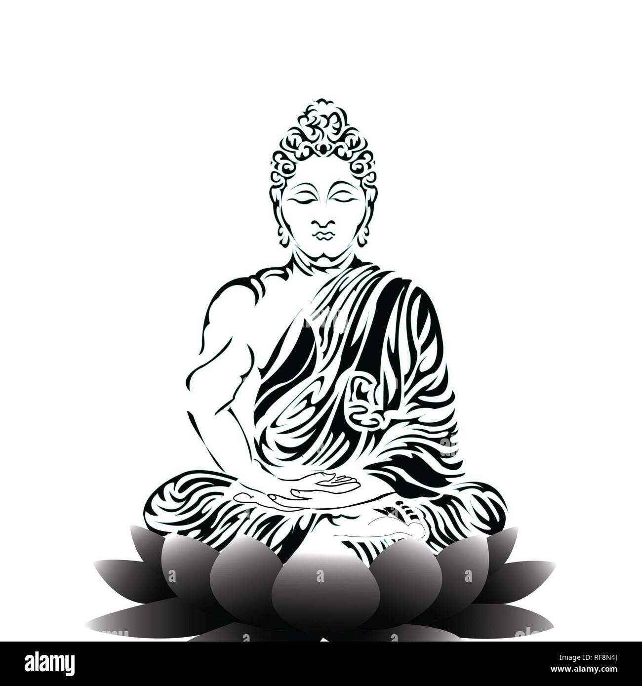 Buddha On Lotus Flower vector image Stock Photo - Alamy