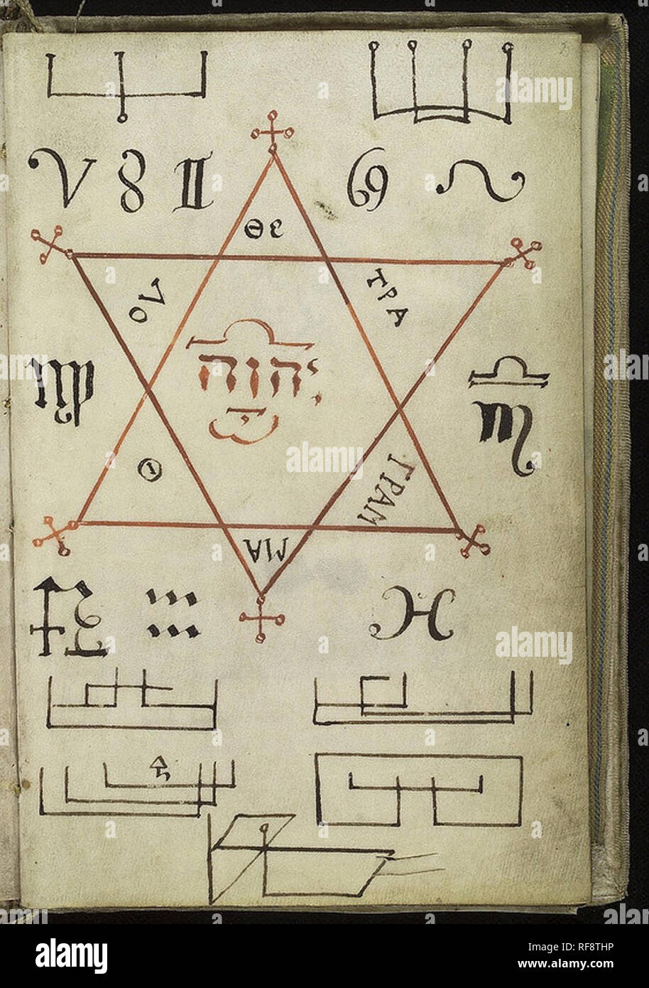 Magical book page from an ancient text Stock Photo - Alamy