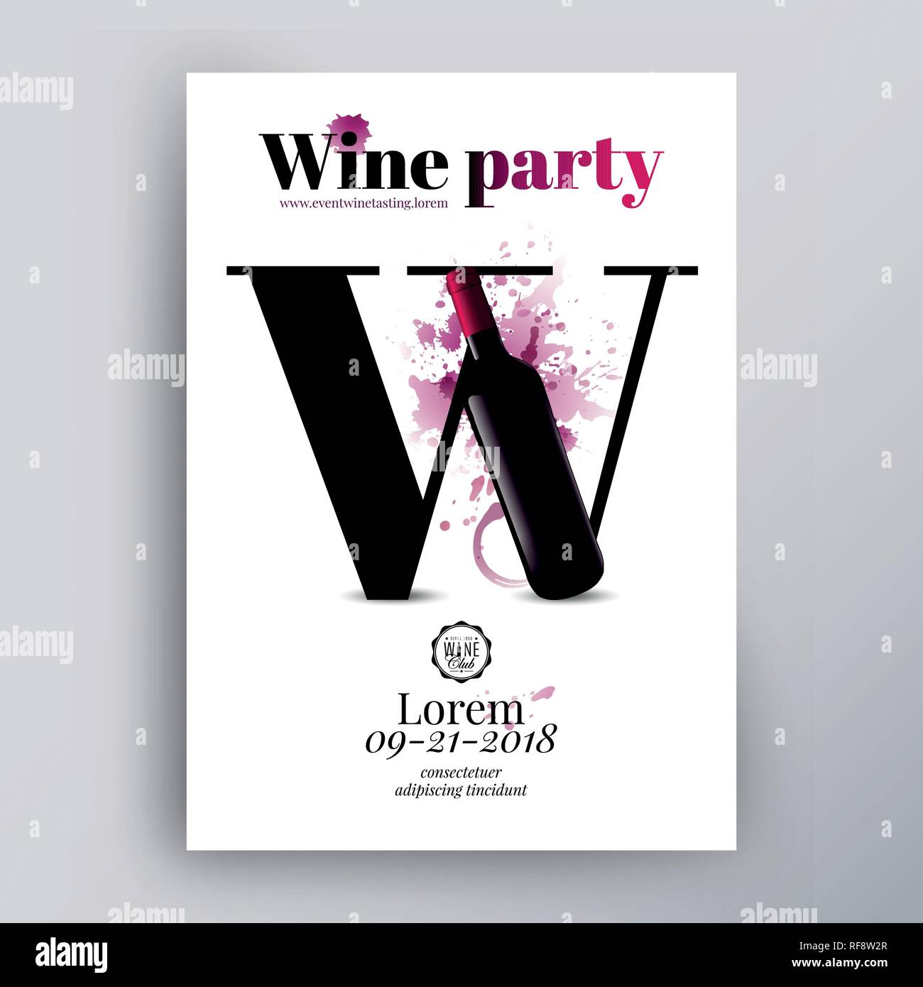 Poster or flyer design template for wine event. Wine letter concept and ...