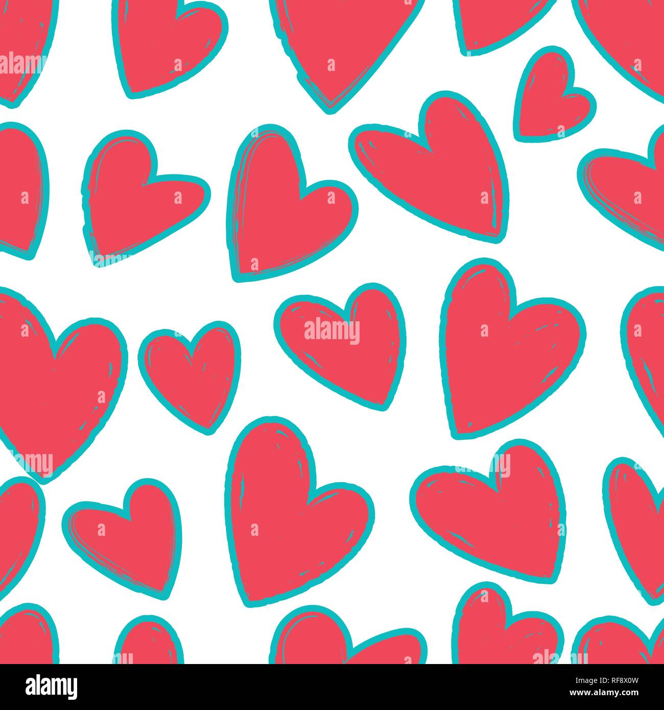 Seamless pattern of hand-drawn hearts. Background for cards, papers ...