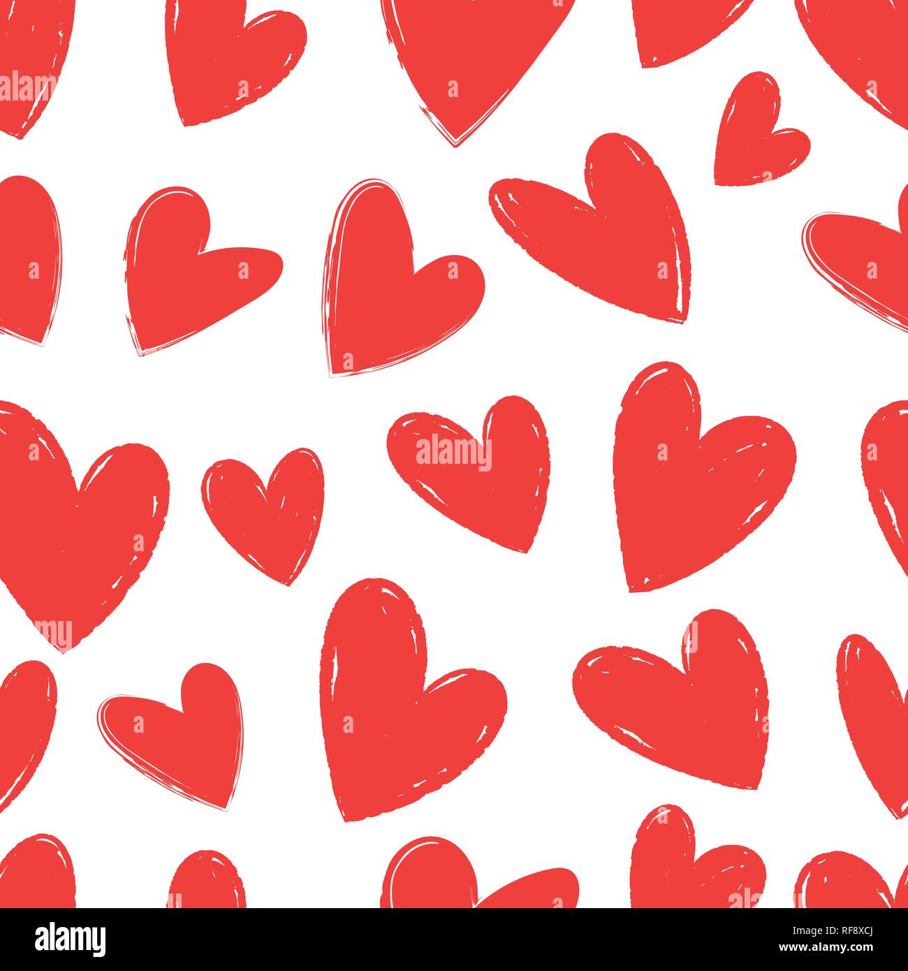 Seamless pattern of hand-drawn hearts. Background for cards, papers ...