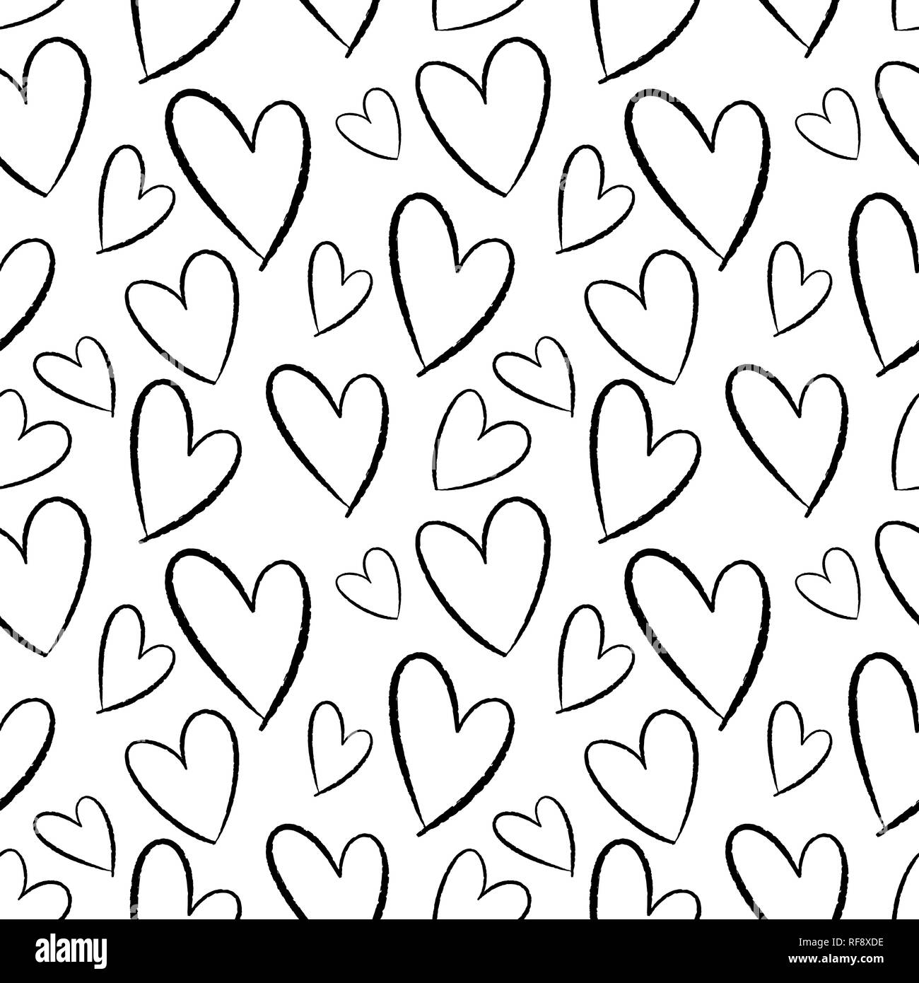 Seamless pattern of hand-drawn hearts. Background for cards, papers ...
