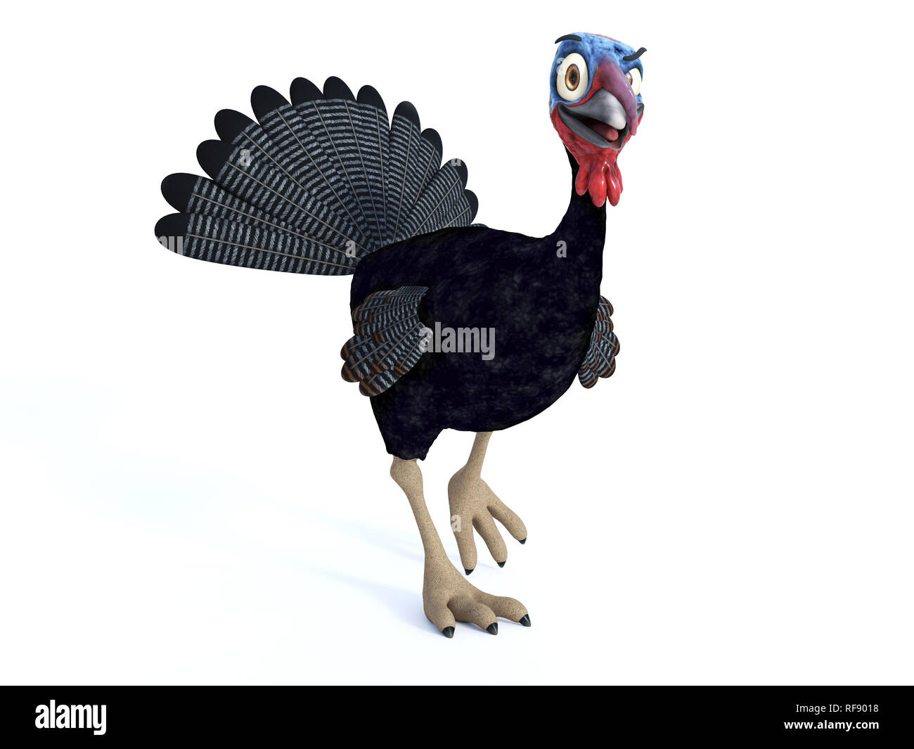 A funny silly looking cartoon turkey smiling and looking very happy ...
