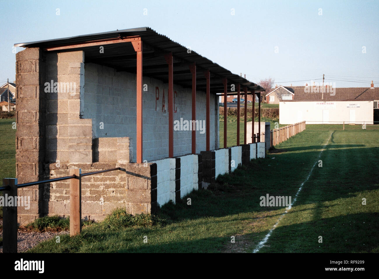 General view of Peasedown Athletic FC Football Ground, Miners Welfare ...