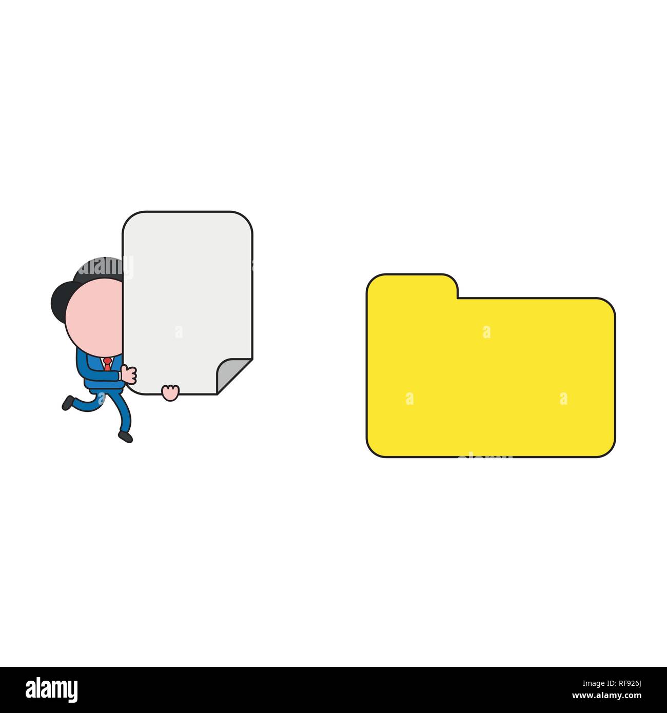 Vector illustration businessman character running and carrying blank ...