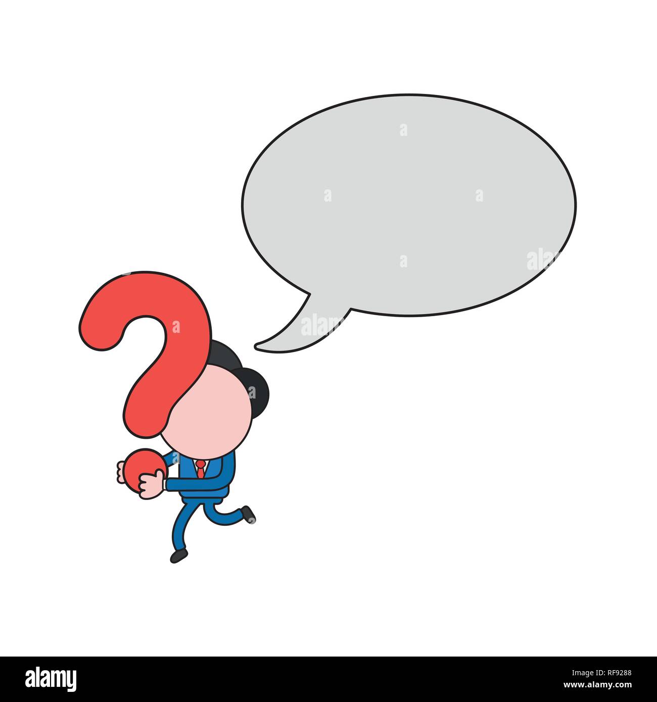 Vector illustration businessman character running and carrying question ...