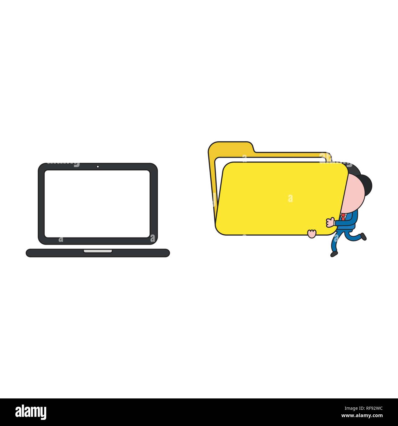 Vector illustration businessman character walking and carrying open ...