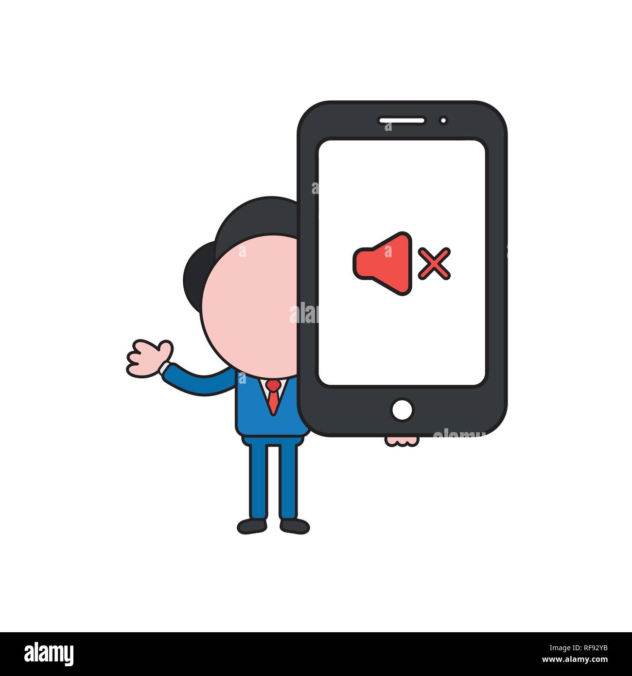 Vector illustration businessman character holding smartphone with sound ...