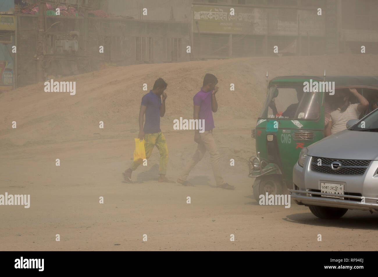 DHAKA, BANGLADESH - JANUARY 23 : Dust pollution reaches an alarming ...