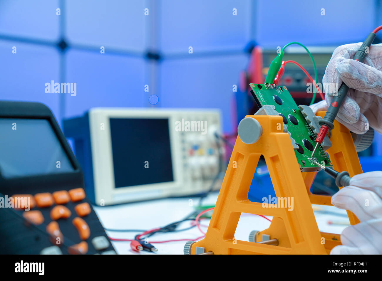 Fixing electronics PCB board in service / workbench with electronics ...