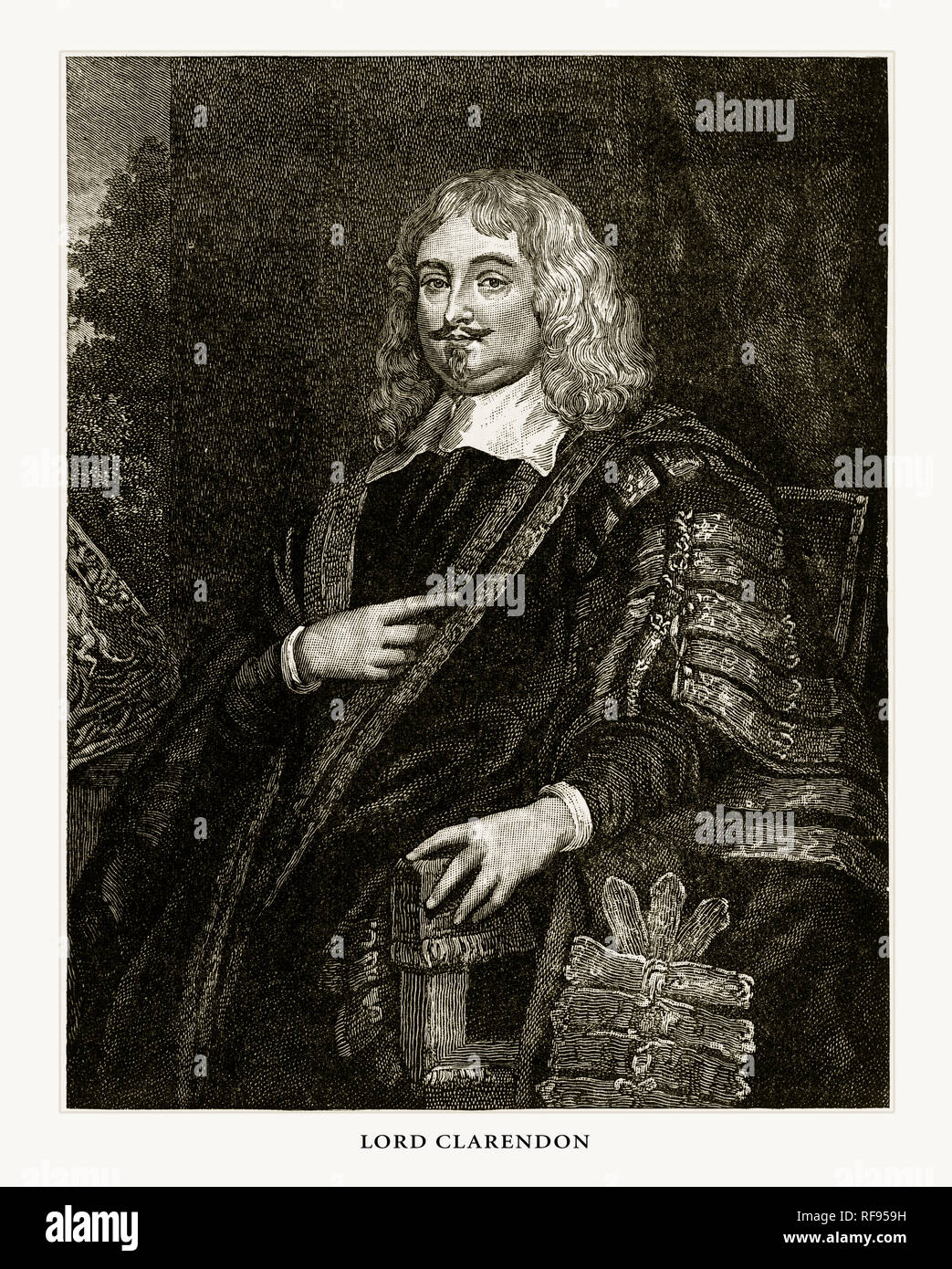 Clarendon, Lord Clarendon, English Victorian Engraving, 1887 Stock ...