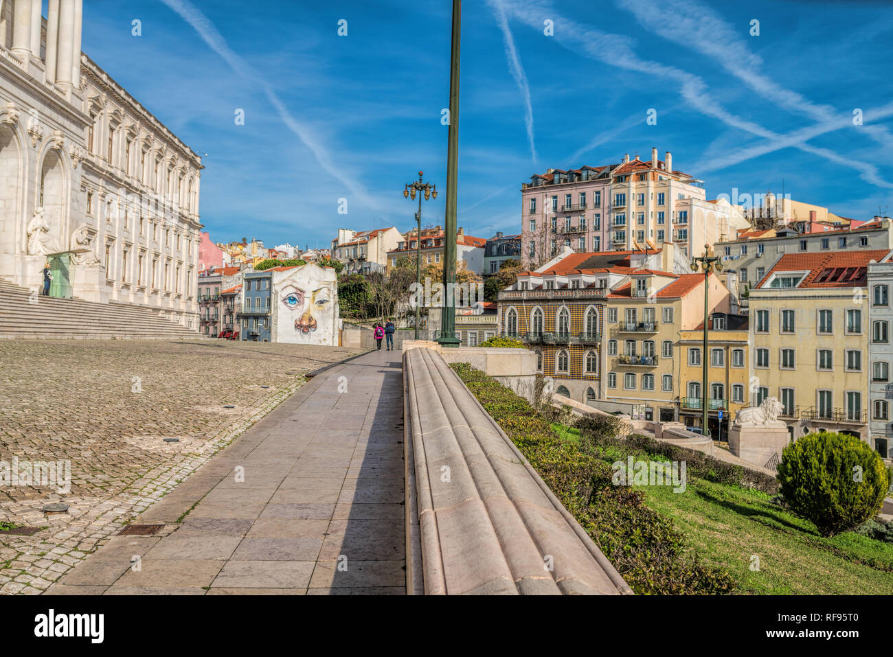 Lisbon, Portugal panoramic view with colorful houses Stock Photo - Alamy