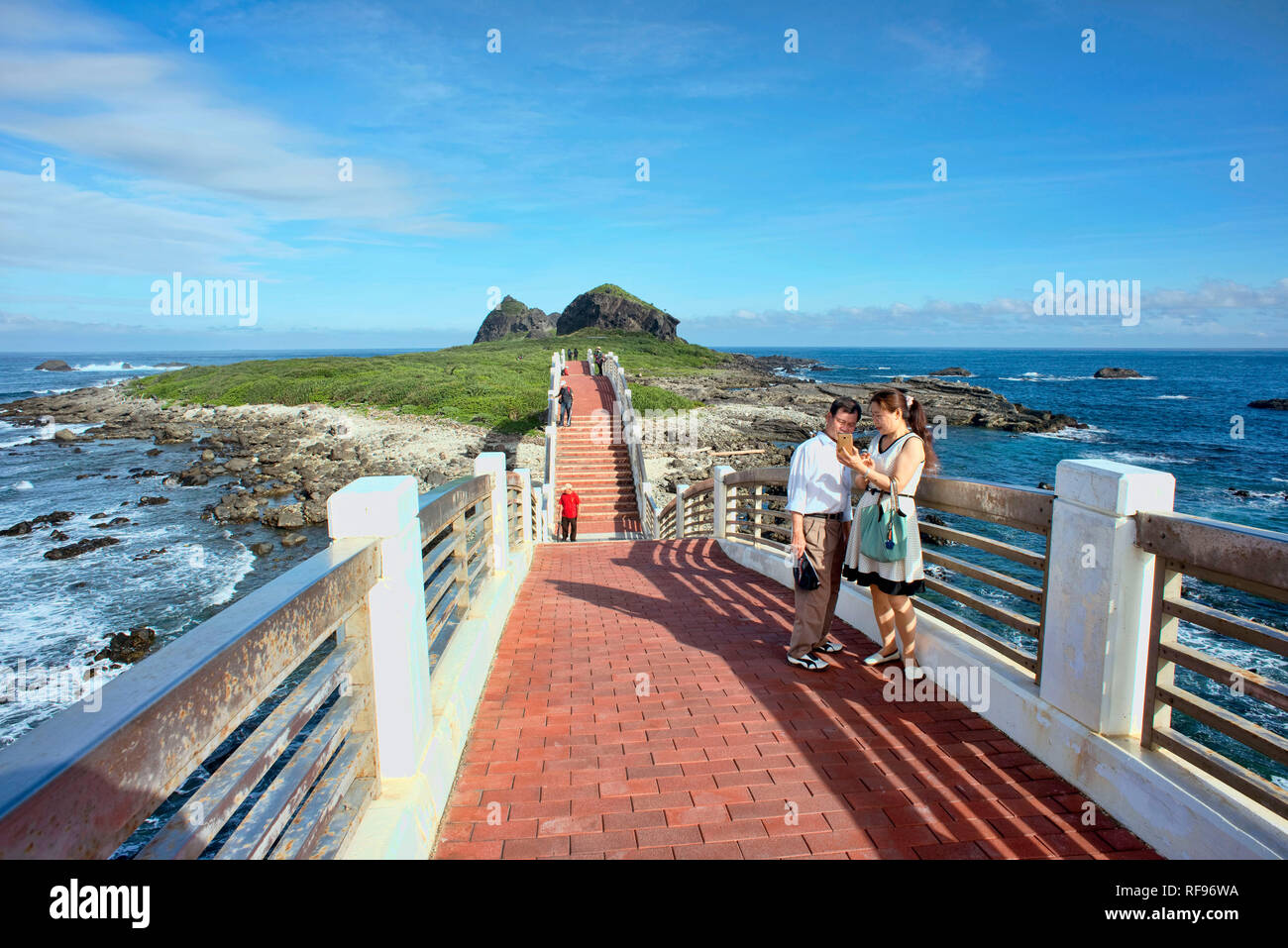Taitung,Taiwan - Dec.5,2018 - Sanxiantai Dragon Bridge with tourist ...