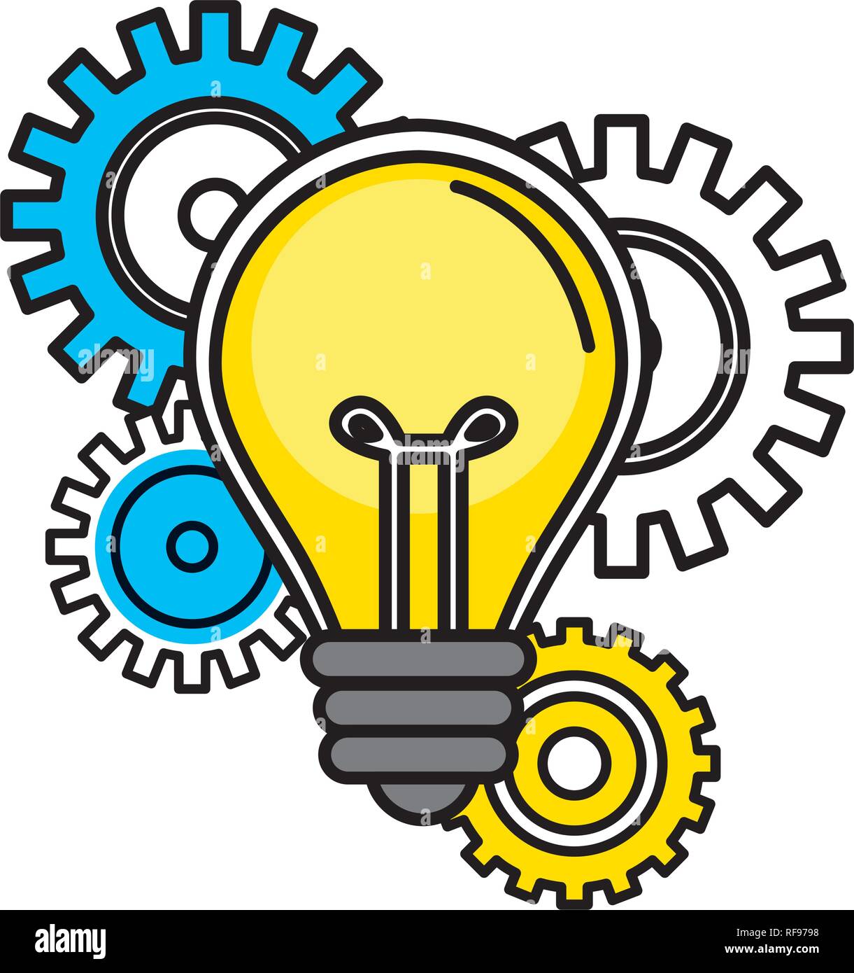 Light bulb bright gears Stock Vector Images - Alamy