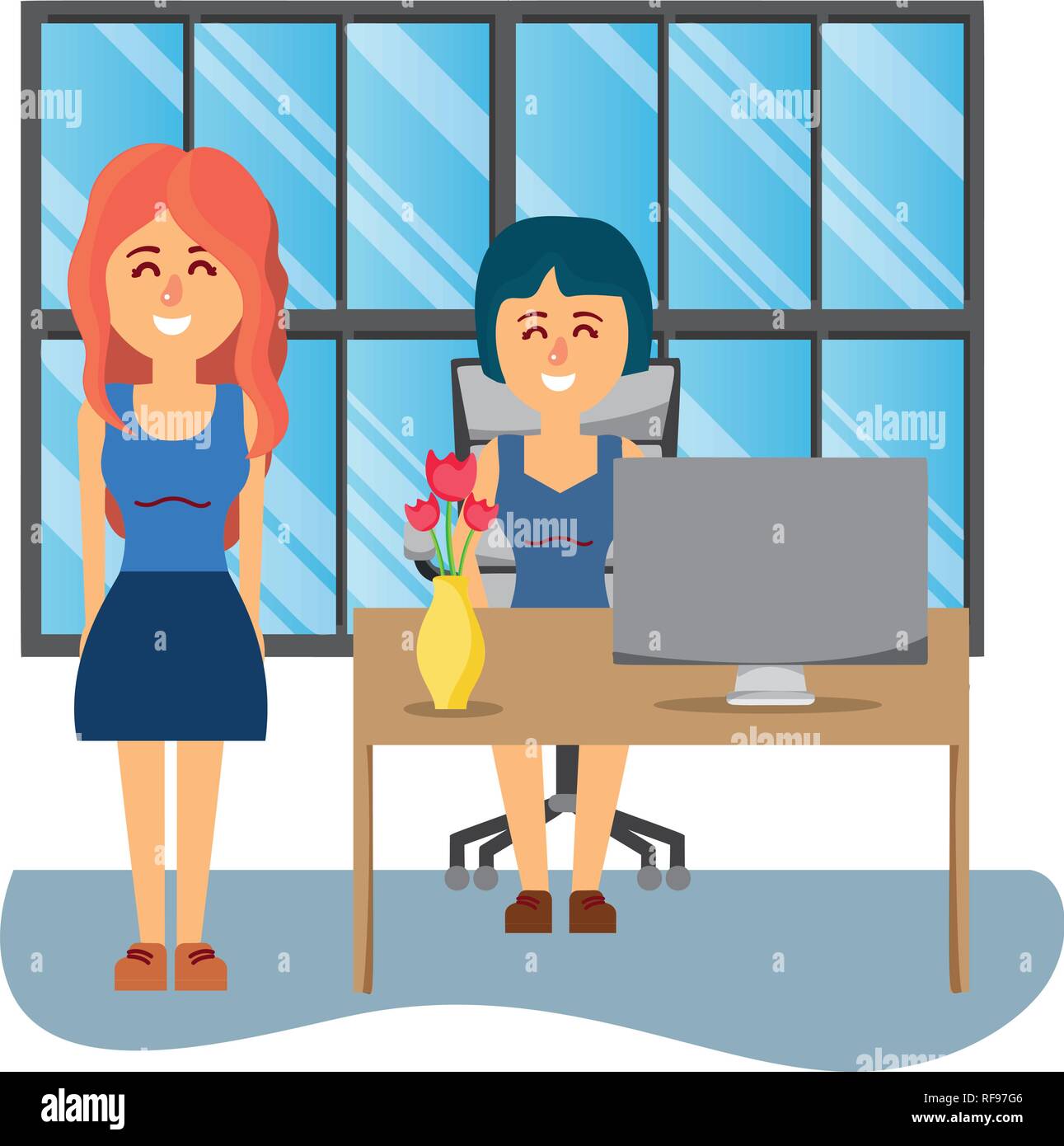 Work friends women office Stock Vector Images - Alamy