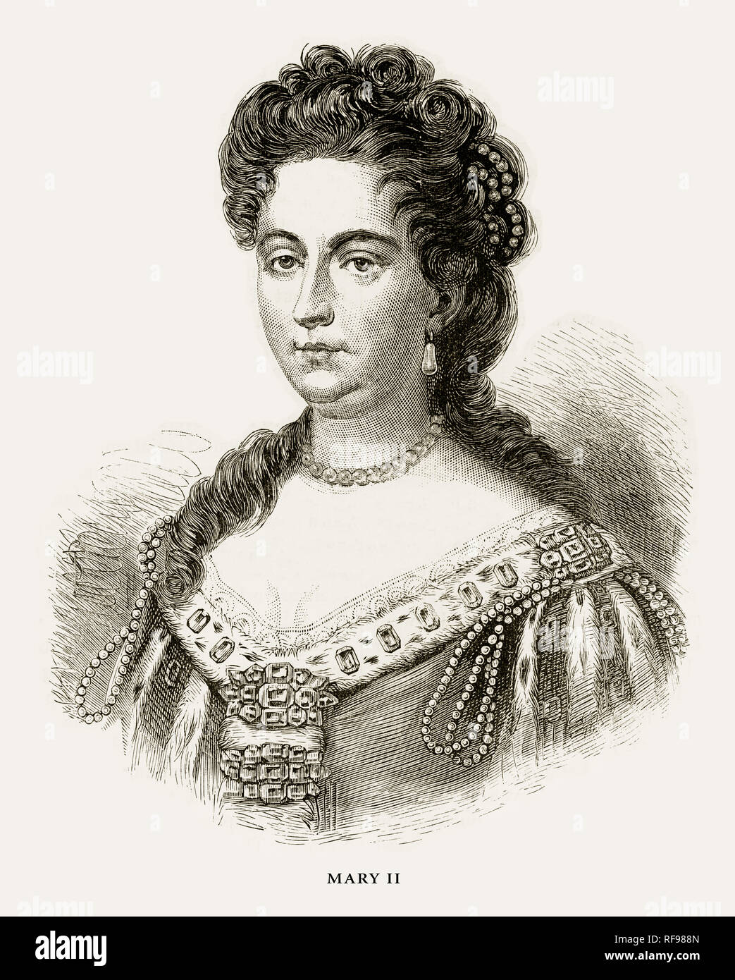 Mary II, Queen Mary II, English Victorian Engraving, 1887 Stock Photo ...