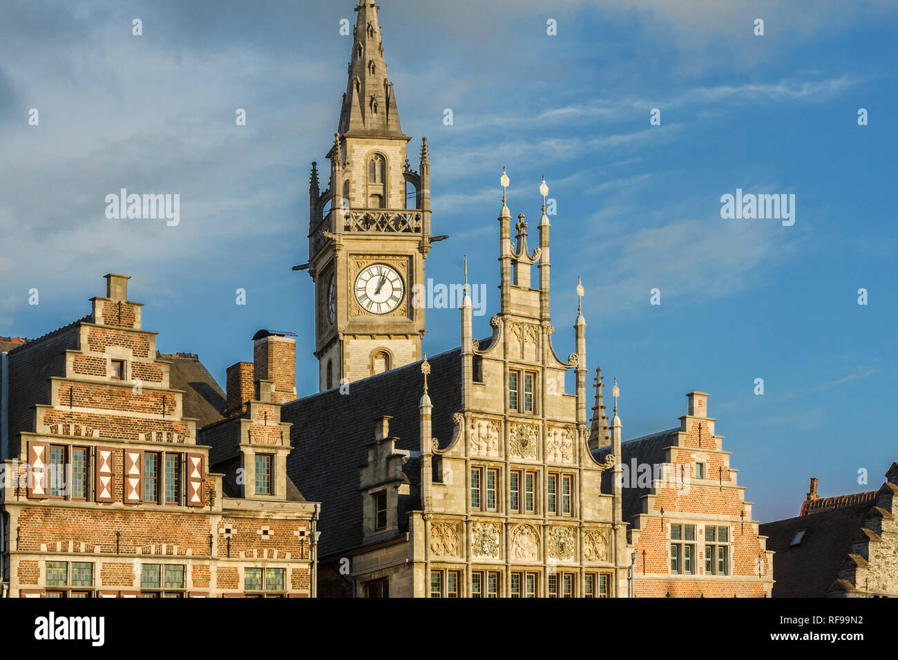 the facade of The Den Enghel House is located on the Graslei in the ...
