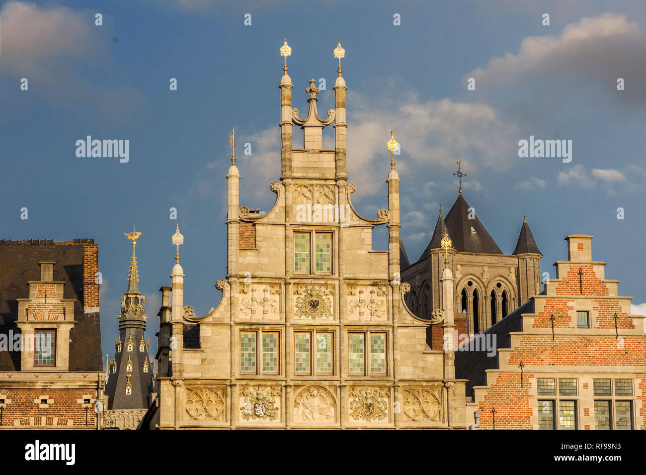 the facade of The Den Enghel House is located on the Graslei in the ...