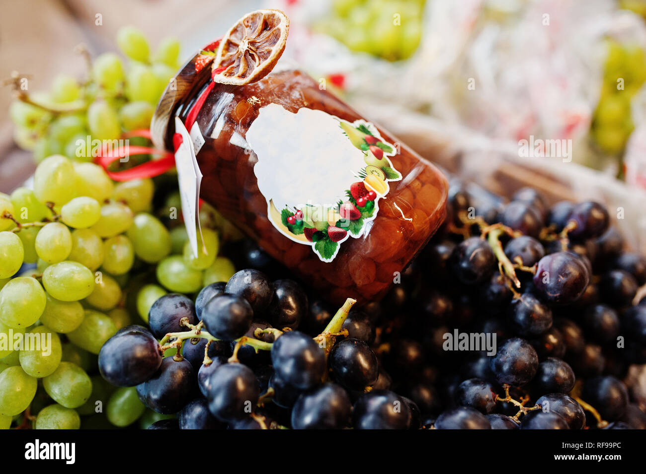 Fresh juicy grapes on shelf hi-res stock photography and images - Alamy