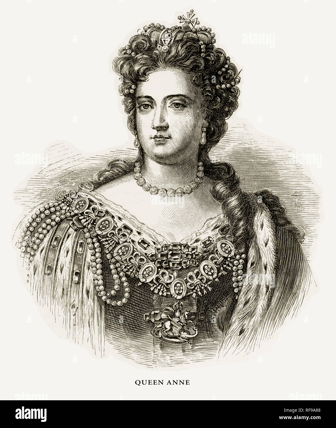 Anne, Queen Anne, English Victorian Engraving, 1887 Stock Photo - Alamy
