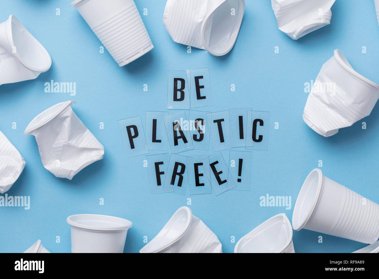 Be plastic free message with a single use cup Stock Photo - Alamy