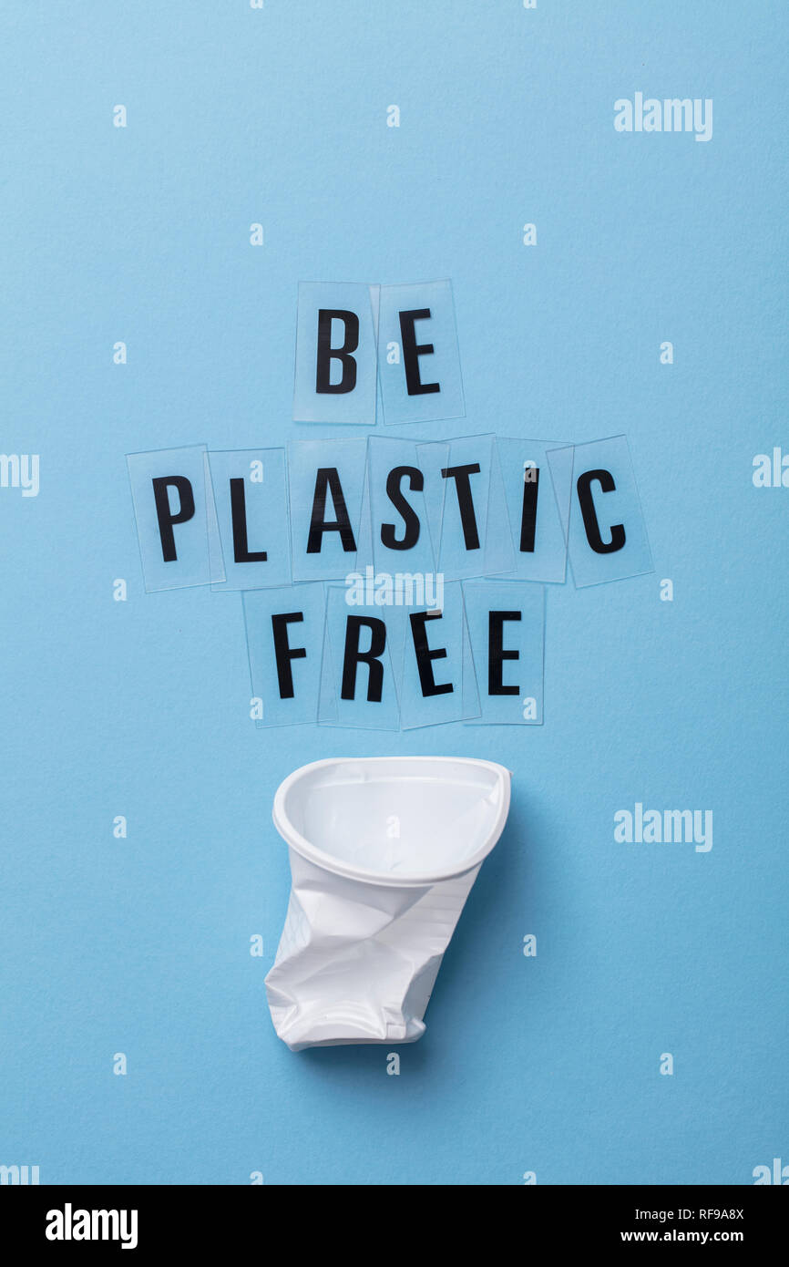 Be plastic free message with a single use cup Stock Photo - Alamy