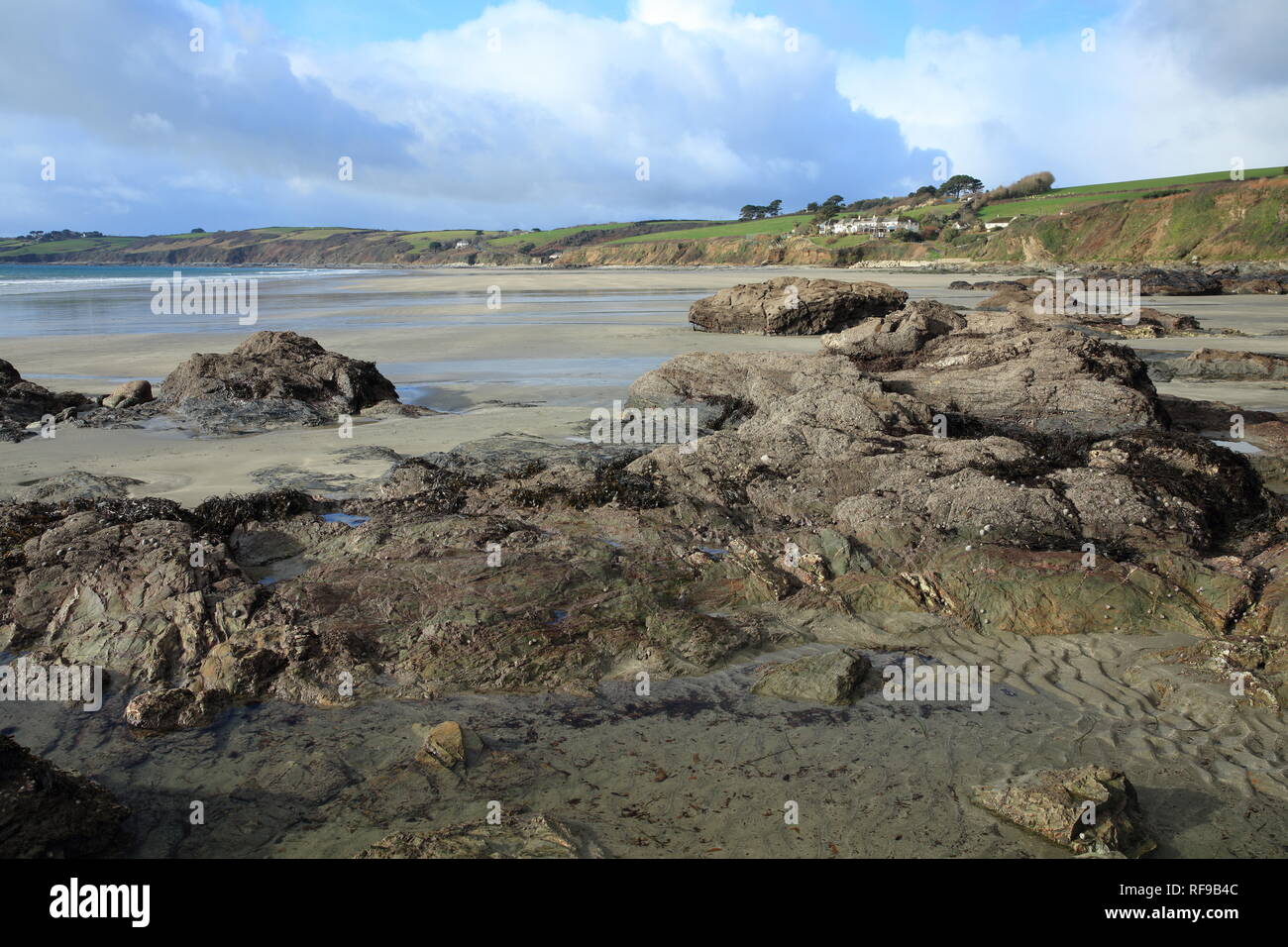 Carne beach/Pendower beach, Roseland Peninsula, Cornwall, England, UK ...