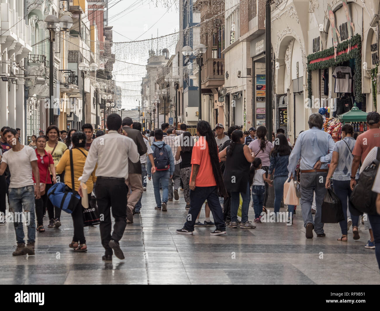 Lima, Peru - December 07, 2018: People on the street of lima before ...