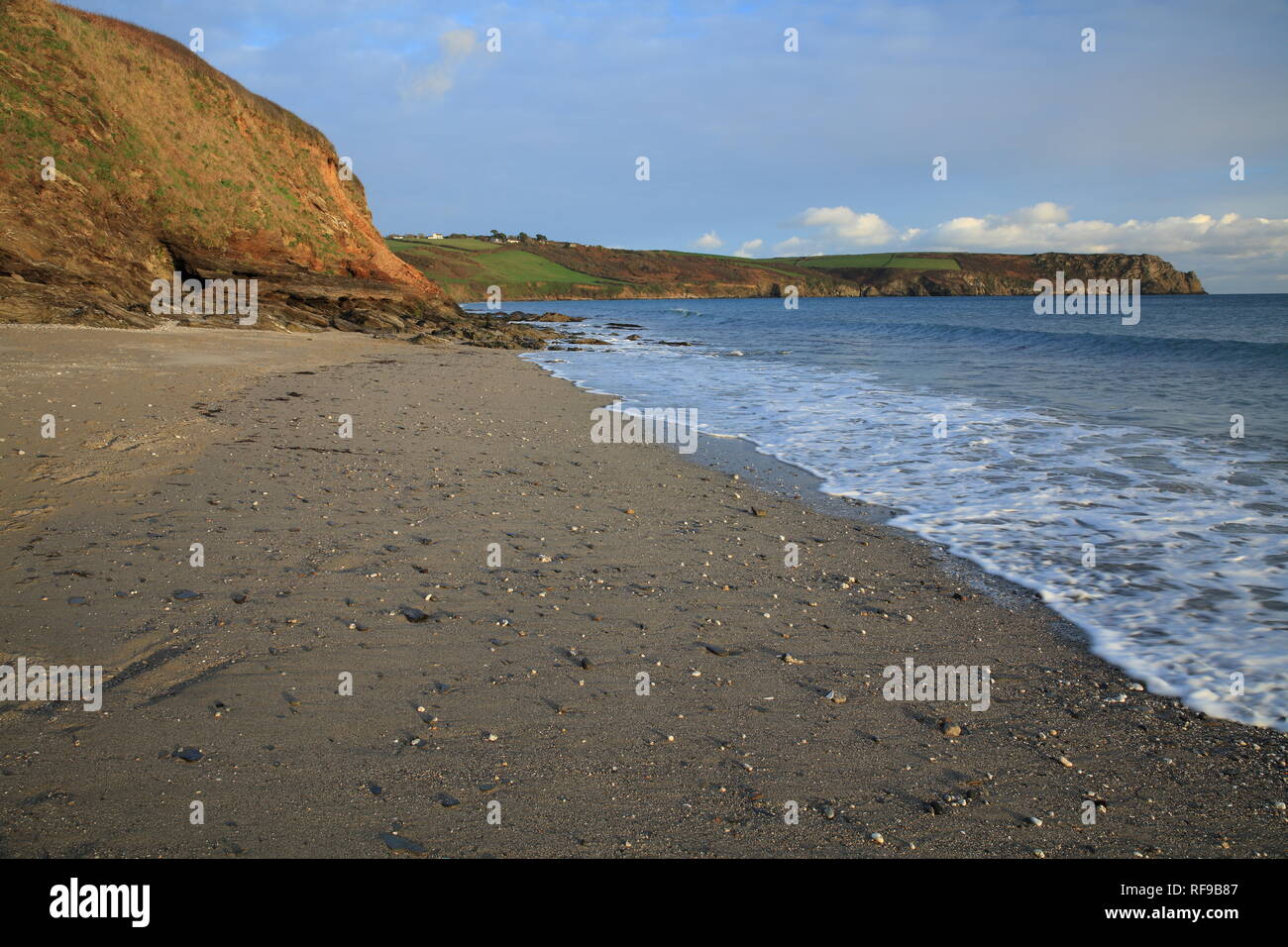 View across Gerrans bay, Roseland Peninsula, Cornwall, England, UK ...