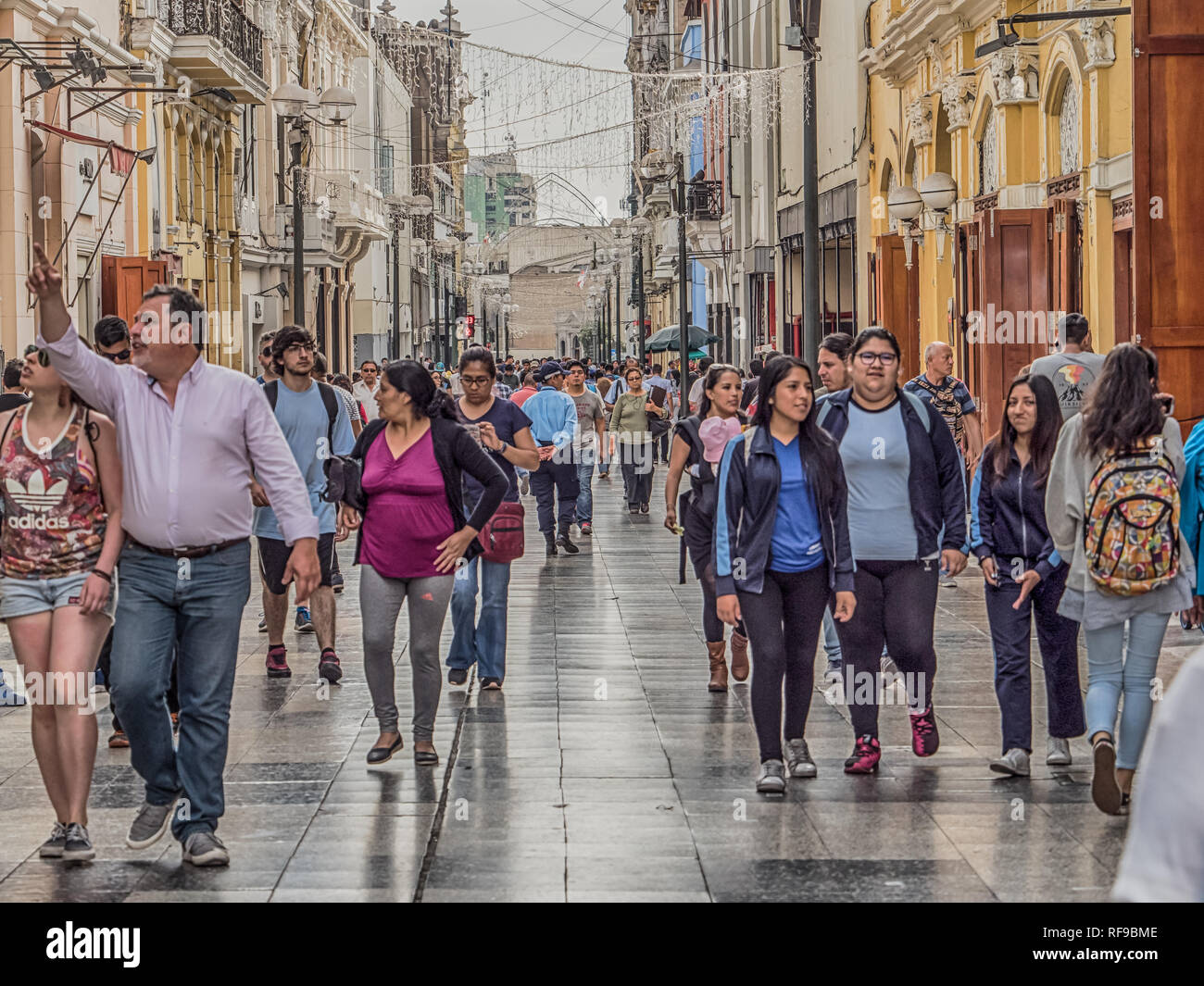 Lima, Peru - December 07, 2018: People on the street of lima before ...