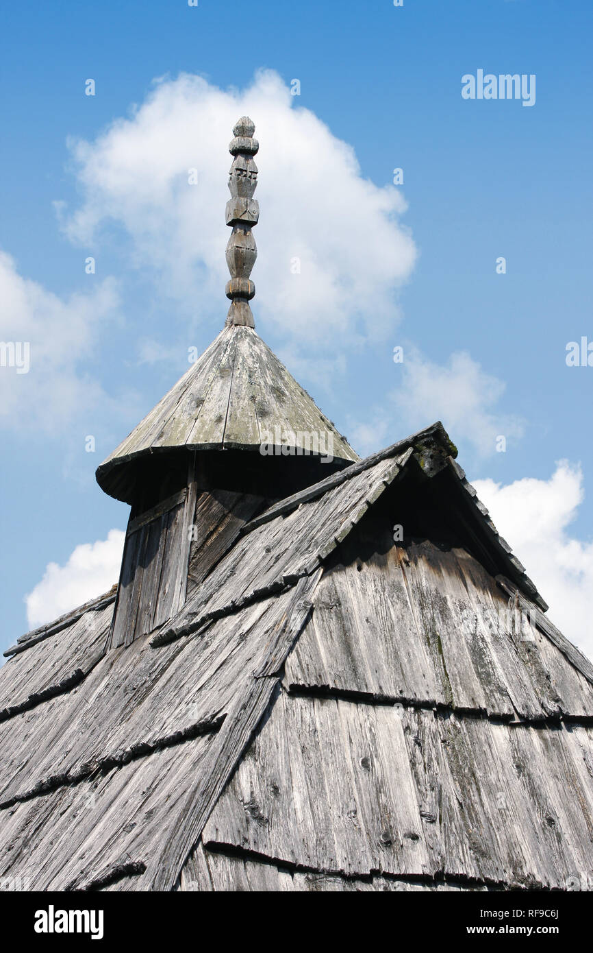 Roof of traditional serbian house in Staro Selo, Sirogojno Stock Photo ...