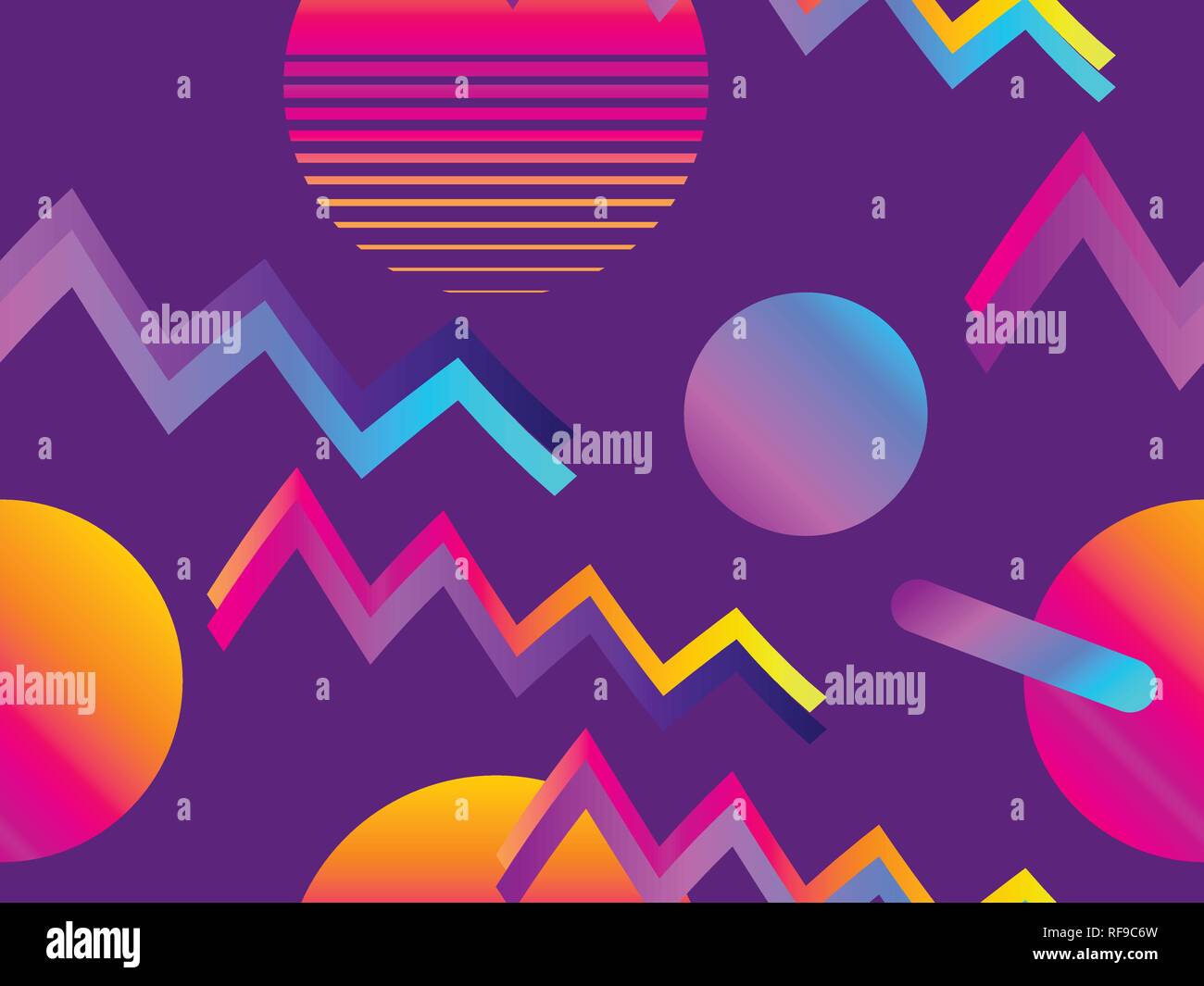 Futurism seamless pattern. Gradient shape in the style of 80s ...