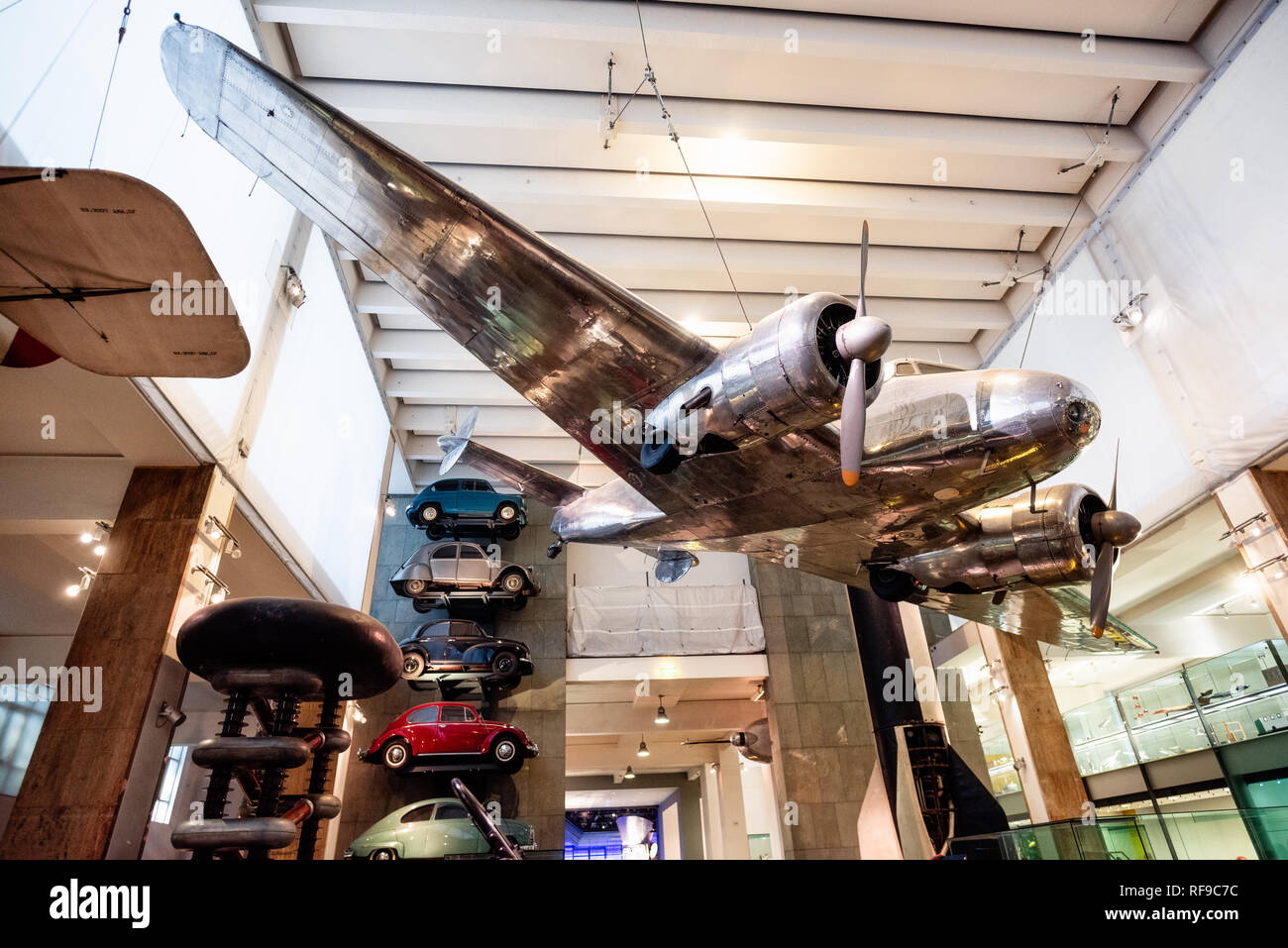 World War II Plane Science Museum London // LONDON, UK - A chrome ...