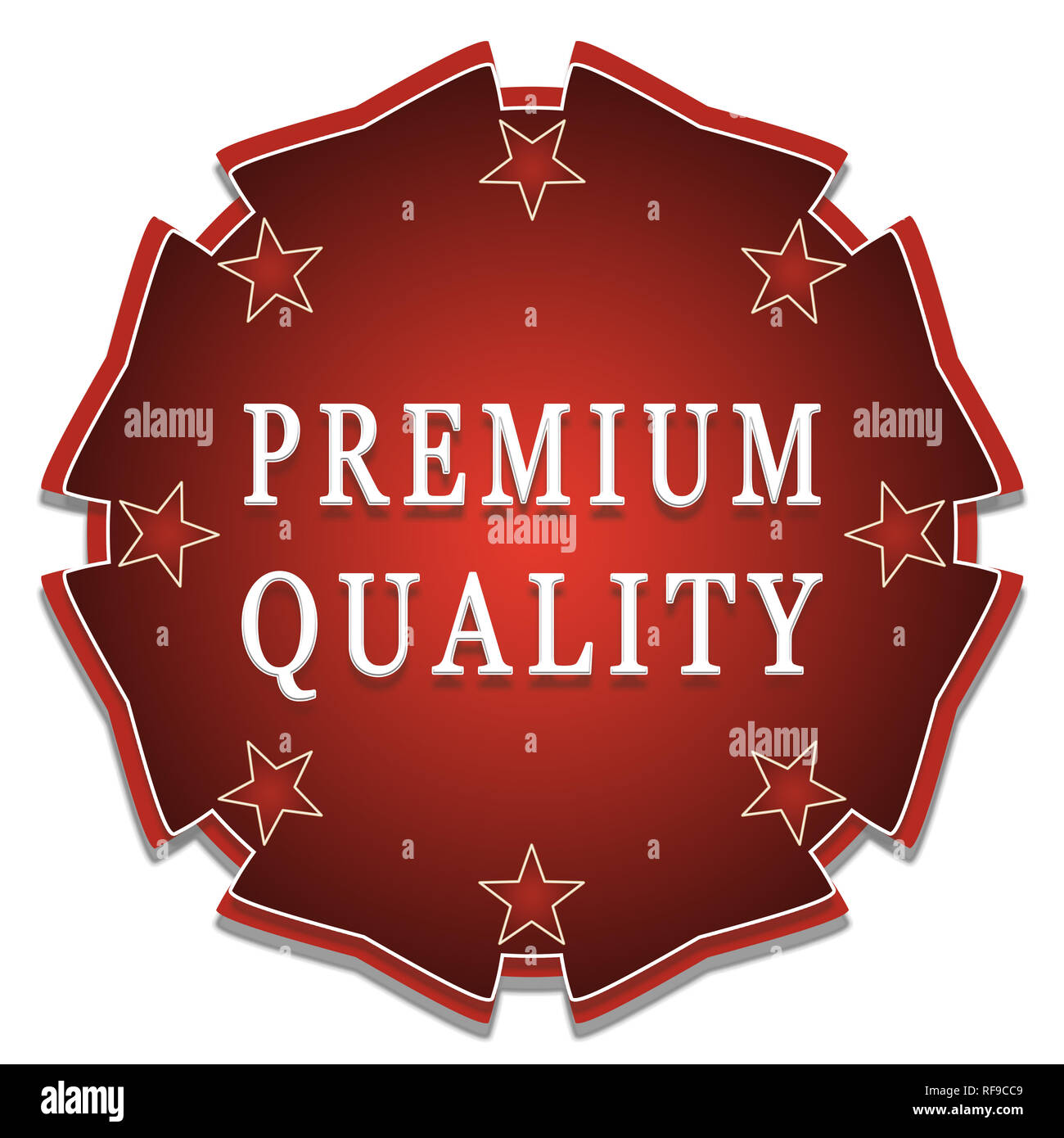 Premium quality badge on a white background with stars Stock Photo - Alamy