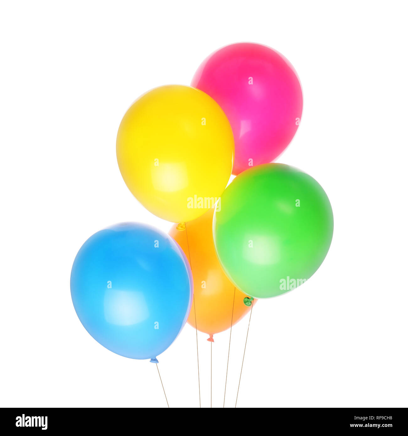 Five colorful baloons isolated on white Stock Photo - Alamy